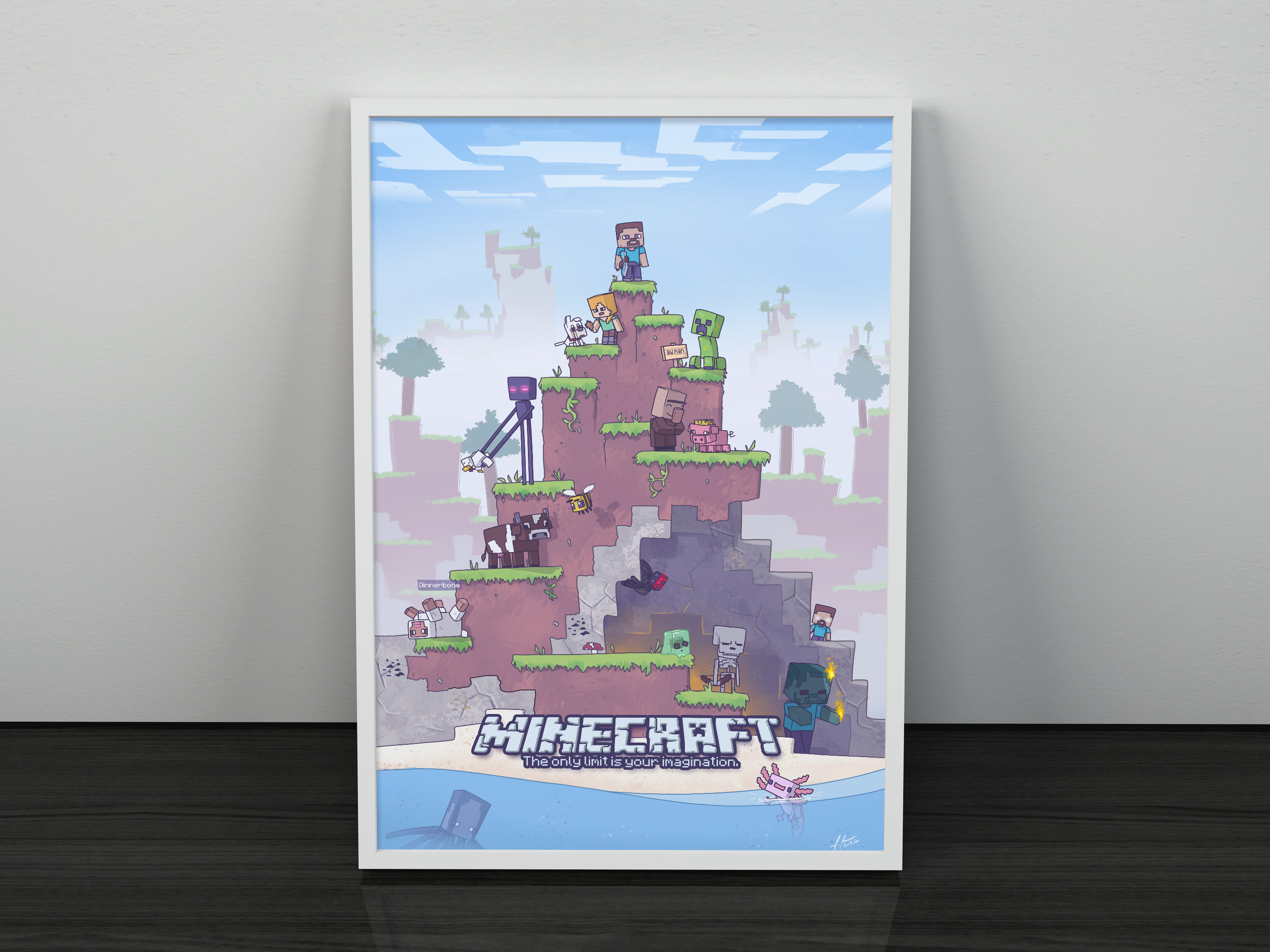 Minecraft Art Print - Gaming Room Poster, Game Room - Etsy