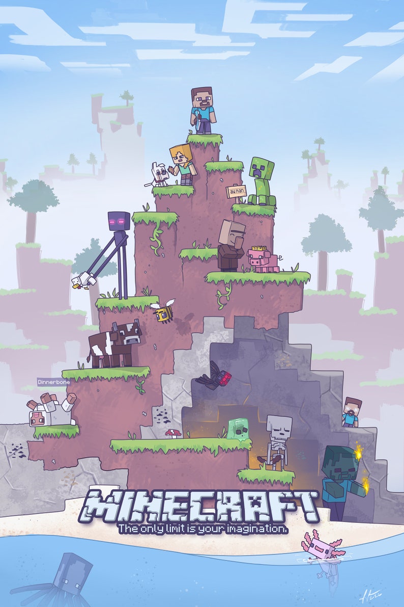 Minecraft Art Print Gaming Room Poster Game Room - Etsy