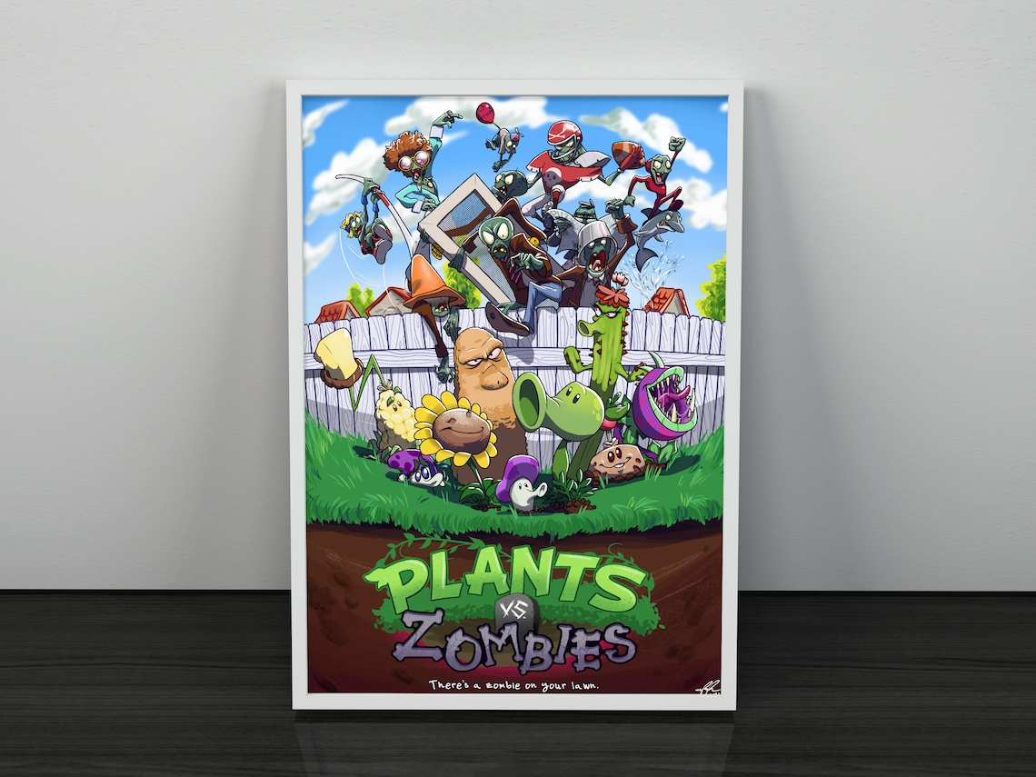 Plants Vs. Zombies Art Print Gaming Room Poster, Game Room - Etsy