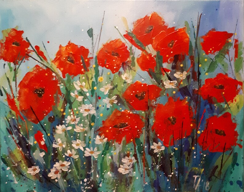 Poppies Modern Acrylic Painting Poppy Field Original Abstract Canvas Art Art Magicapainting - Etsy