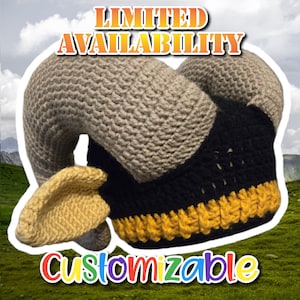 Customizable Made-to-order Long Ram Horn Crochet Beanie - Etsy