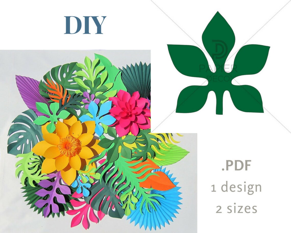 Paper Leaves Template PDF Tropical Leaf Digital Template To Etsy Paper Leaves Template PDF Tropical Leaf Digital Template To Etsy