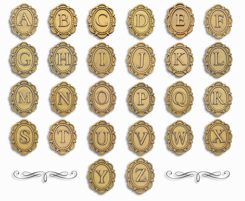 Scalloped Initial Sign With Old Gold Finish, Custom Letter Wall Hanging ...