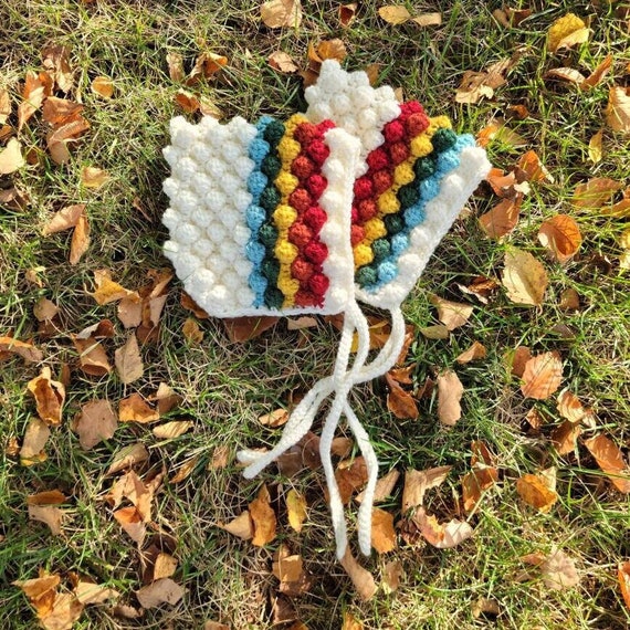 Crochet Bobble Baby Pixie Rainbow Bonnet Custom Made to Order - Etsy