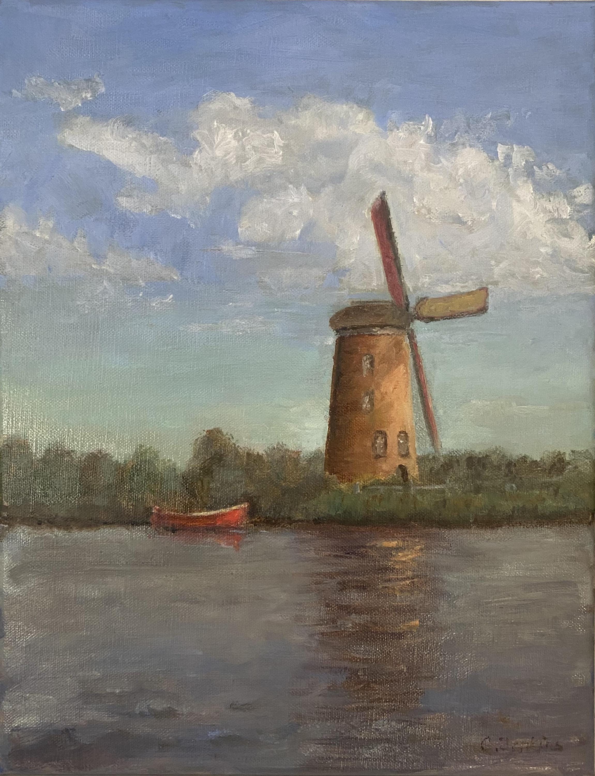 Original Oil Painting on Canvas Windmill in the Netherlands - Etsy