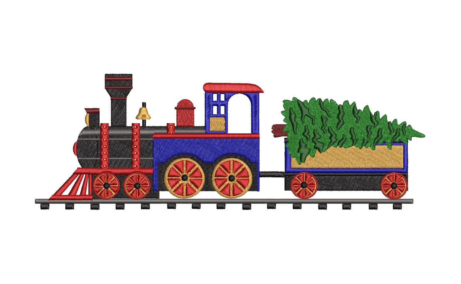 Christmas Train With Xmas Tree Machine Embroidery Design in 5 Sizes ...