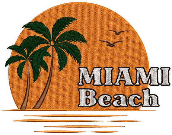 Miami Beach Machine Embroidery Design | Etsy