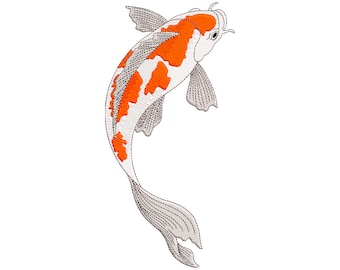 Koi Carp Embroidery Fish Machine Embroidery Design 6 Size - Etsy