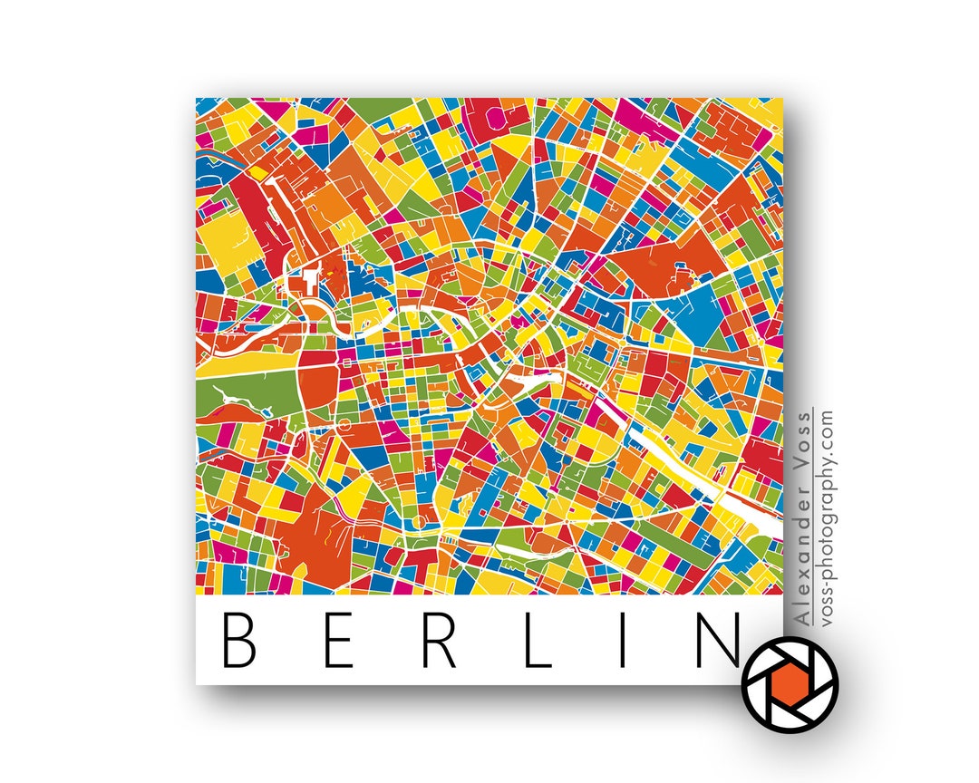 Berlin City Map Colorful and Colorful Small Picture on Wood for ...