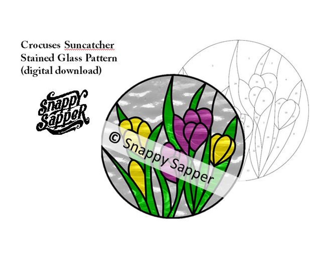 Crocuses Suncatcher Stained Glass Art Pattern for Digital Download ...