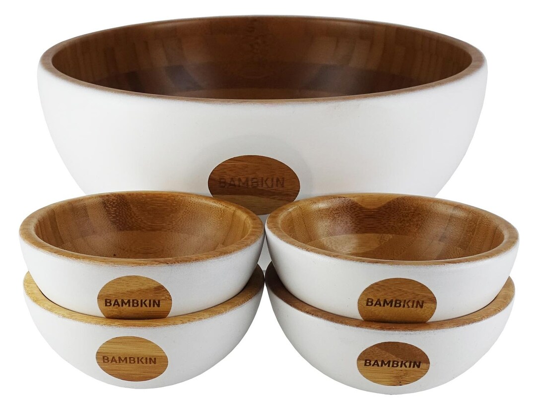 Asia Bowl Set, 5 Pieces in Bamboo Wood Design - Etsy
