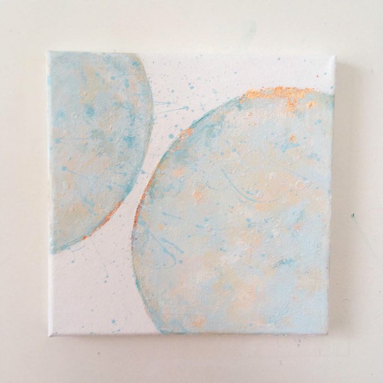 Moon Painting Abstract Moon Painting in Peach Sky Blue - Etsy