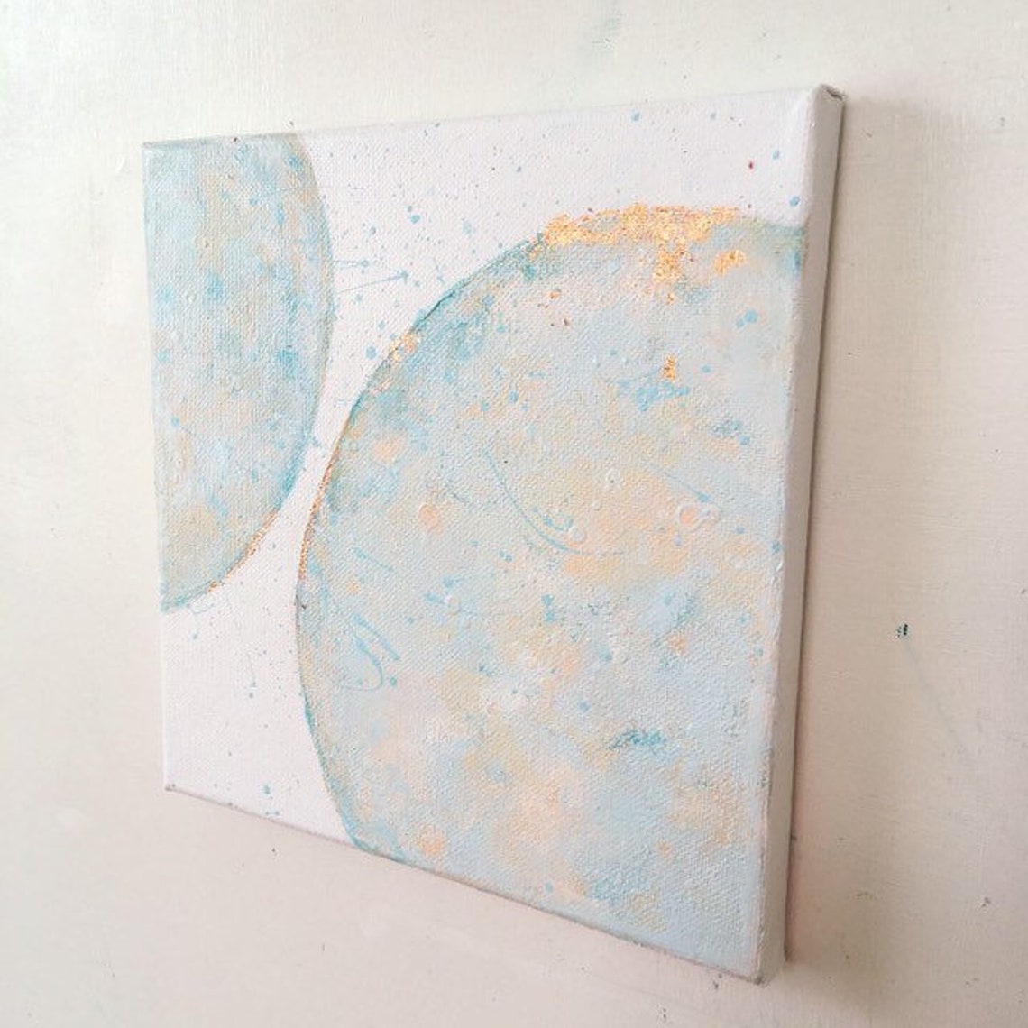 Moon Painting Abstract Moon Painting in Peach Sky Blue - Etsy
