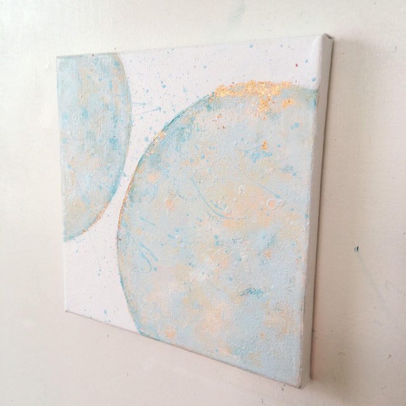 Moon Painting Abstract Moon Painting in Peach Sky Blue - Etsy