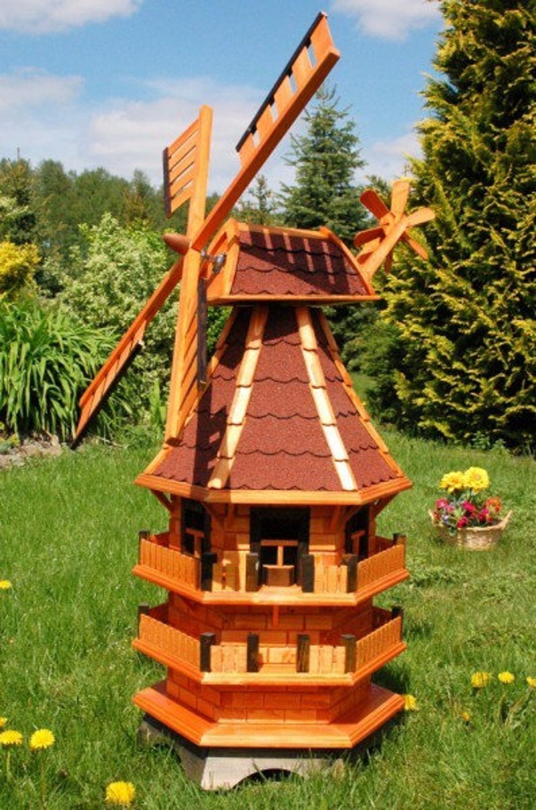 North German Windmill With Solar Lighting Sphere - Etsy