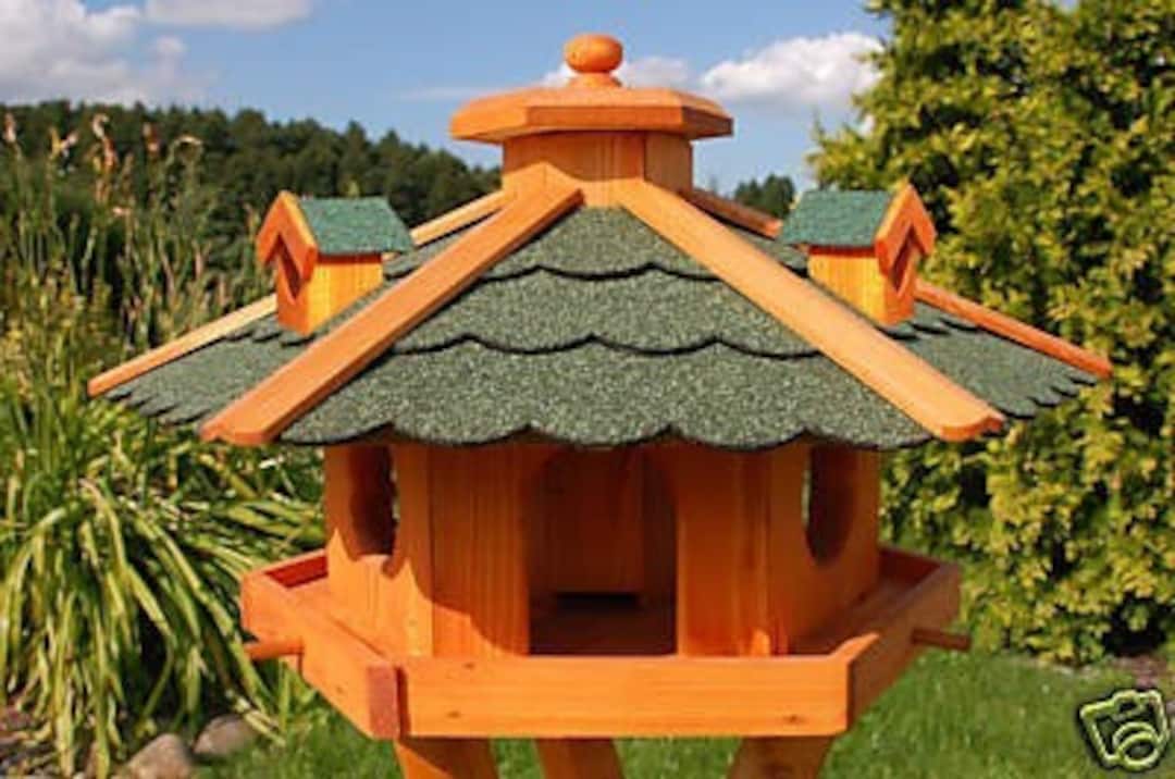 Bird House, V 12 Green, Bird House With Bitum Shingles - Etsy