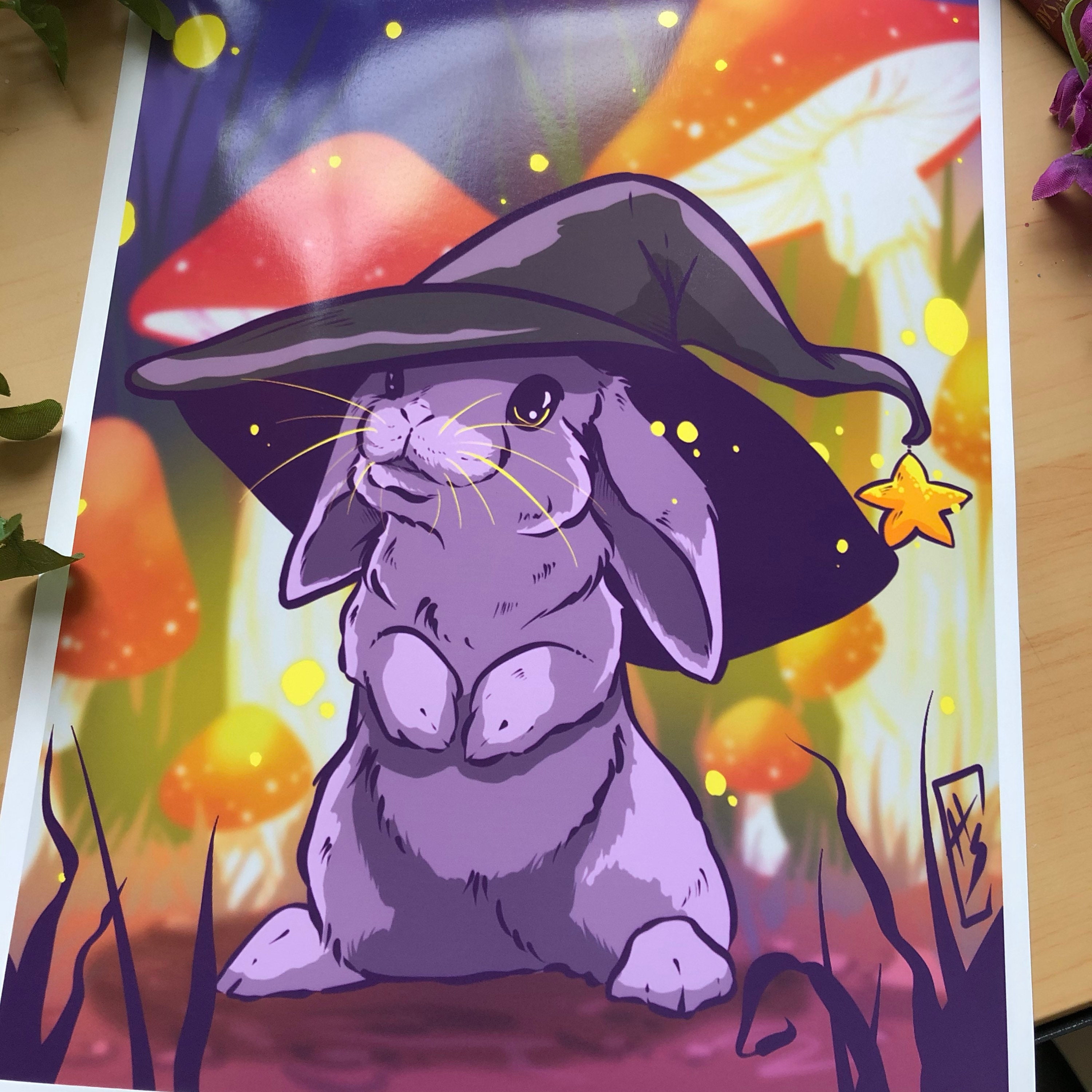 Bunny Mage Print Witch Bunny Magical Bunny Glossy Art Print - Etsy