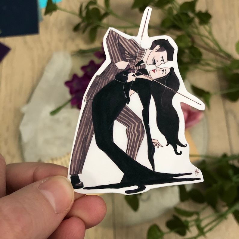Morticia and Gomez Addams Addams Family Matte Vinyl Sticker | Etsy