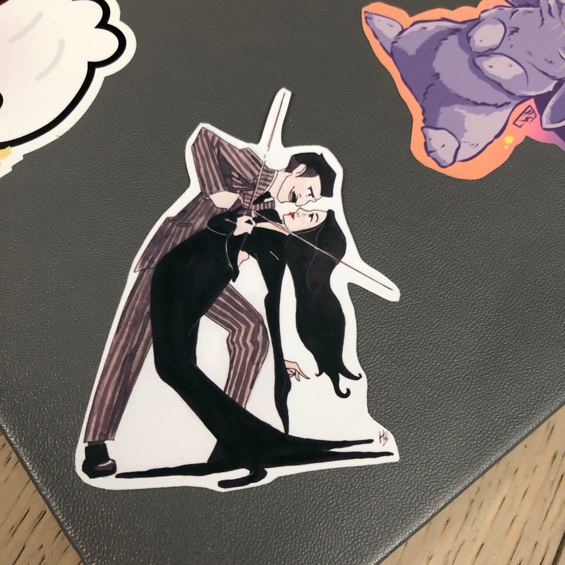 Morticia and Gomez Addams Addams Family Glossy Sticker - Etsy