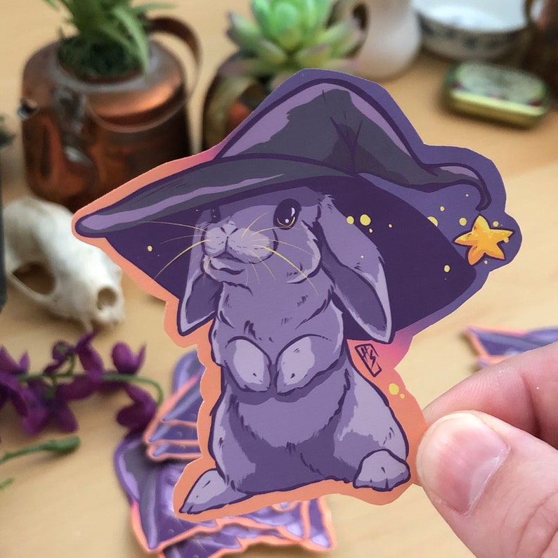 Bunny Mage Sticker Halloween Bunny Witch Bunny Waterproof - Etsy