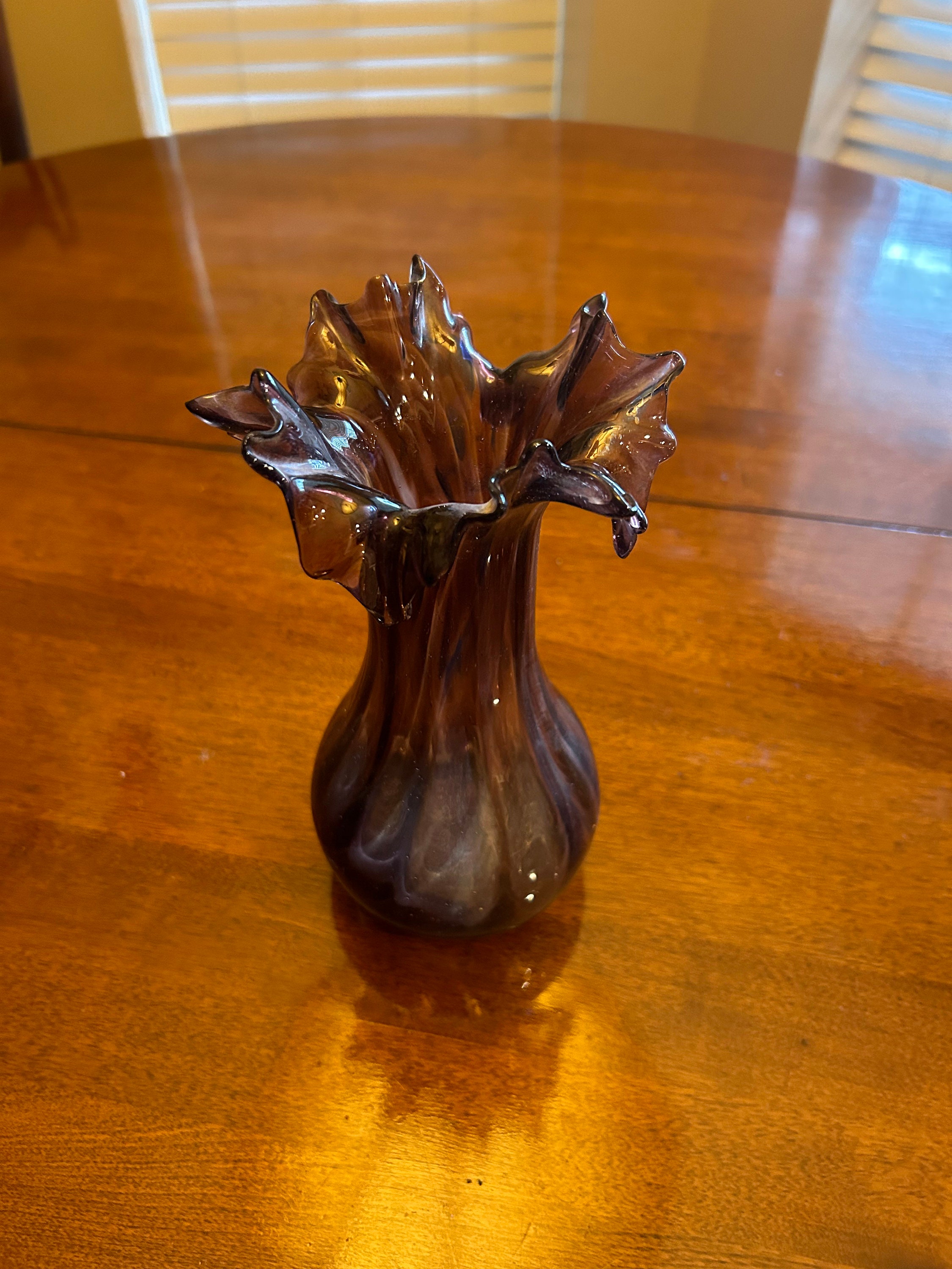 Purple Blown Glass Vase Etsy 0900