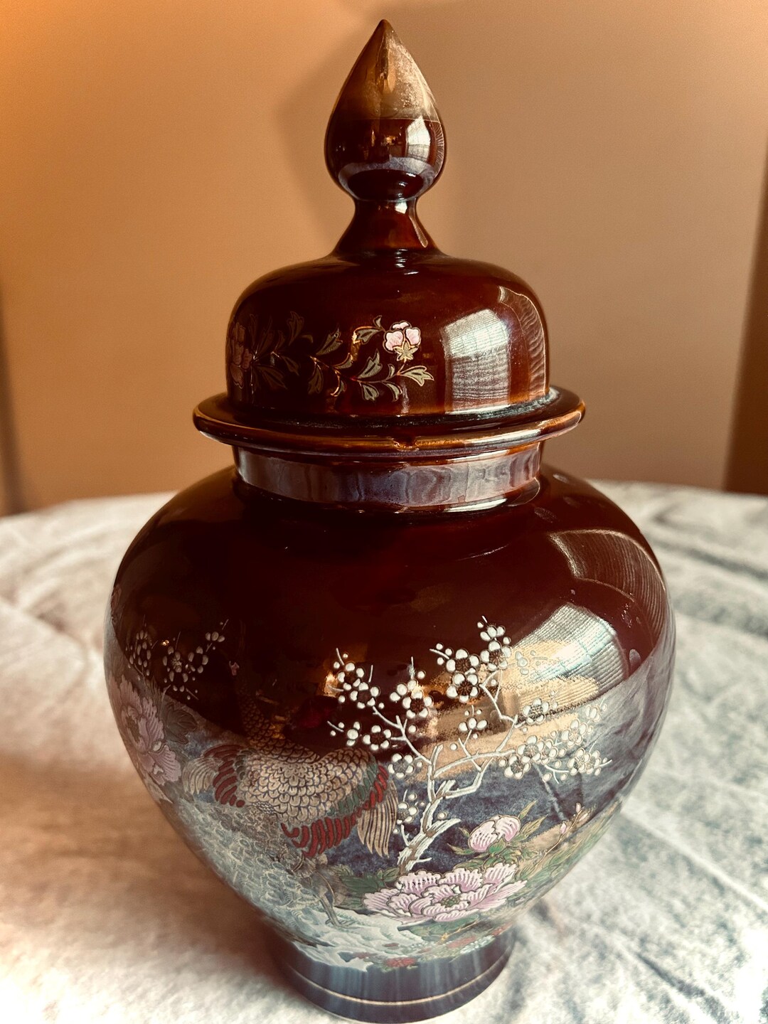Japanese Brown Peacock Ginger Jar - Etsy