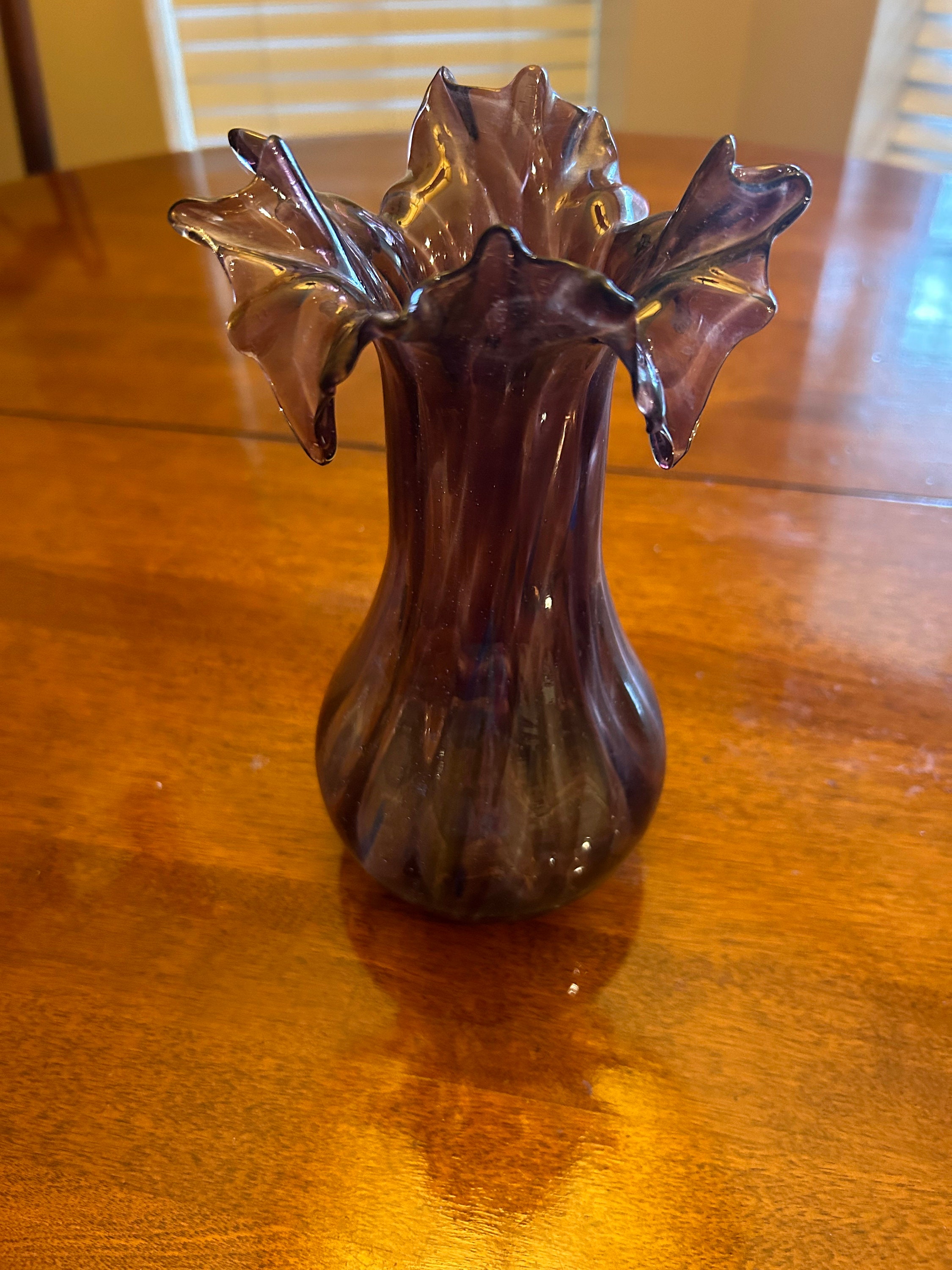 Purple Blown Glass Vase Etsy 9697