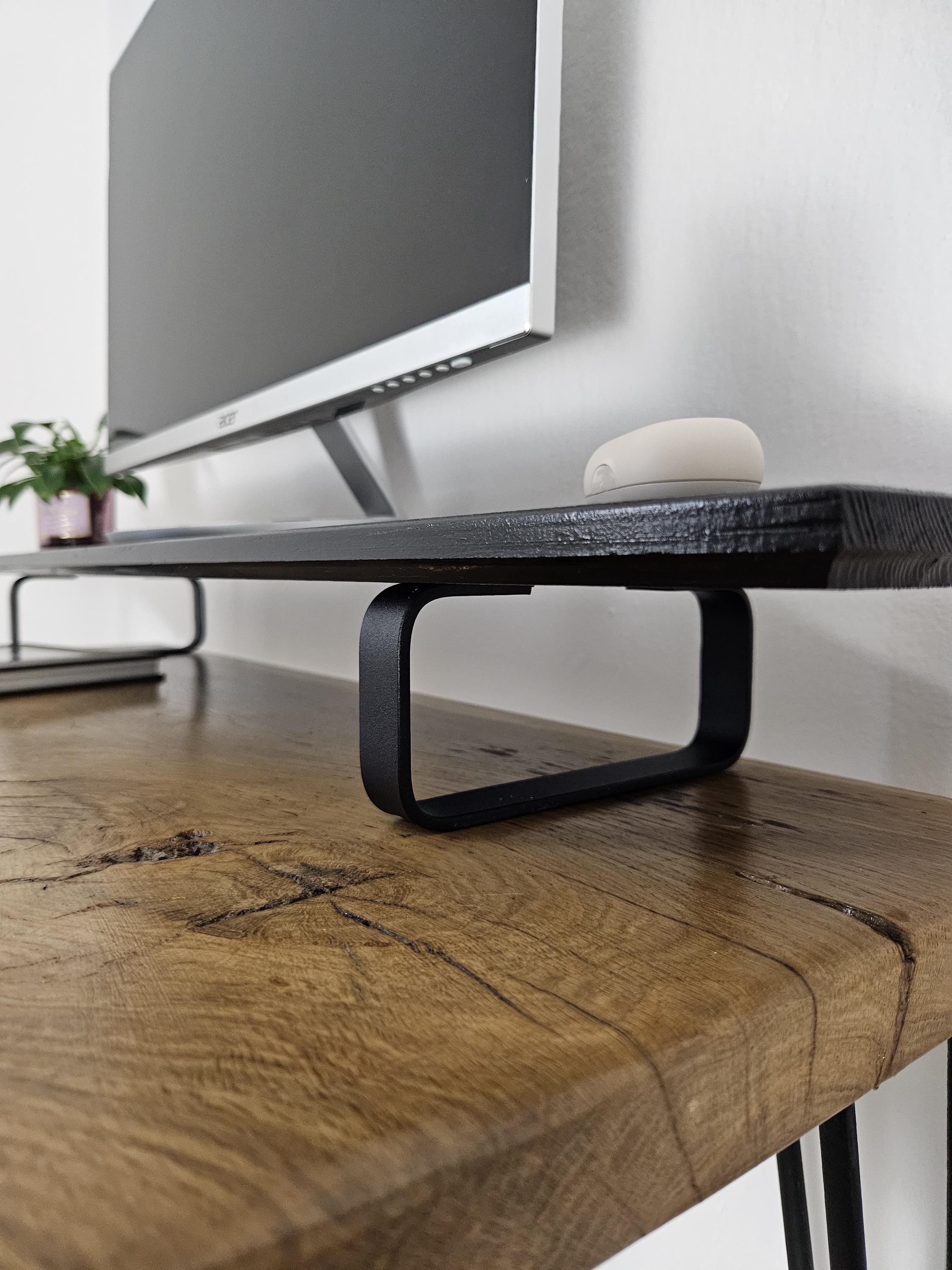 Handmade Wood Monitor Stand: Ergonomic Desk Riser With Metal Legs - Etsy