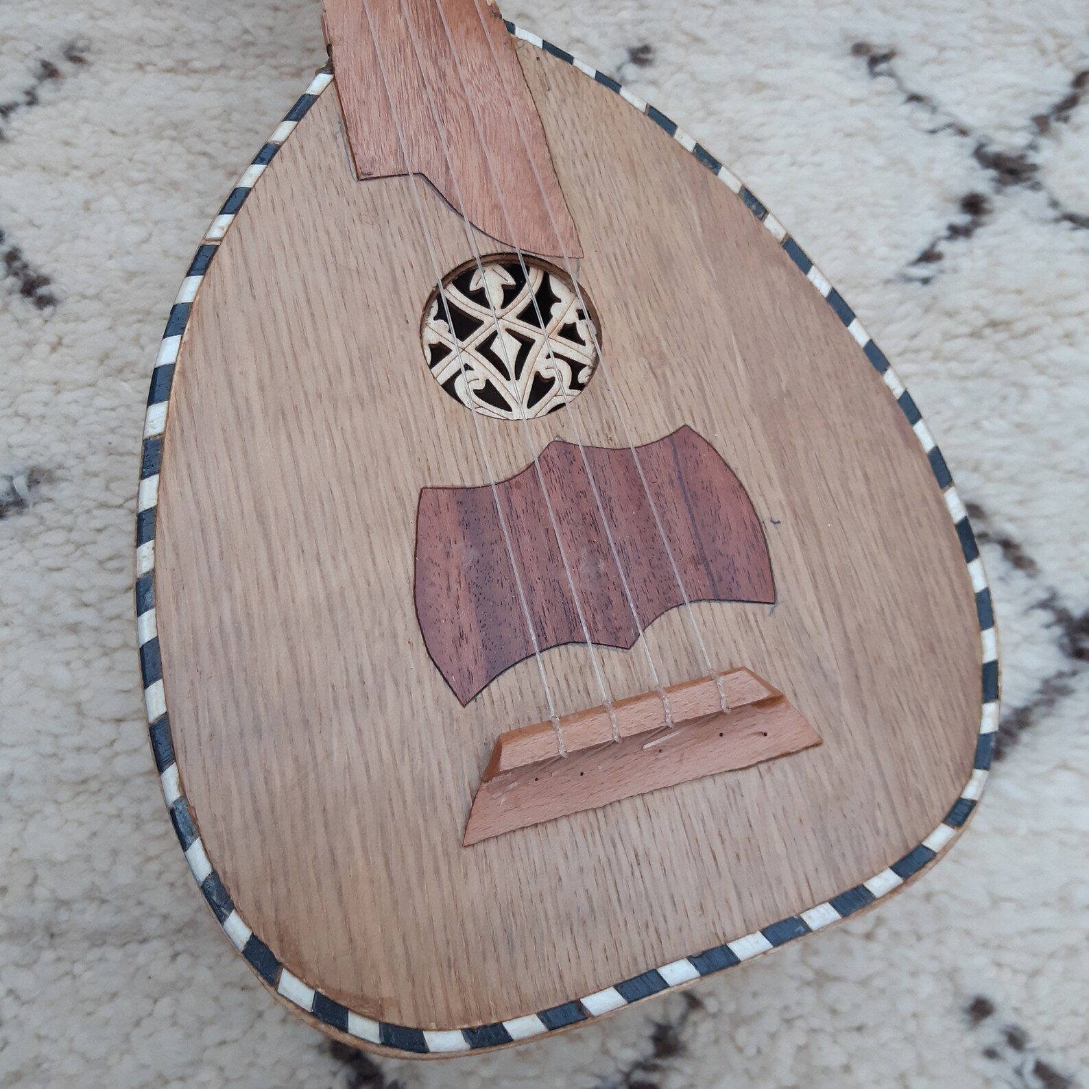 New Handmade Wood Small Lute Musical,arabic STRING Instrument Oud Decor ...