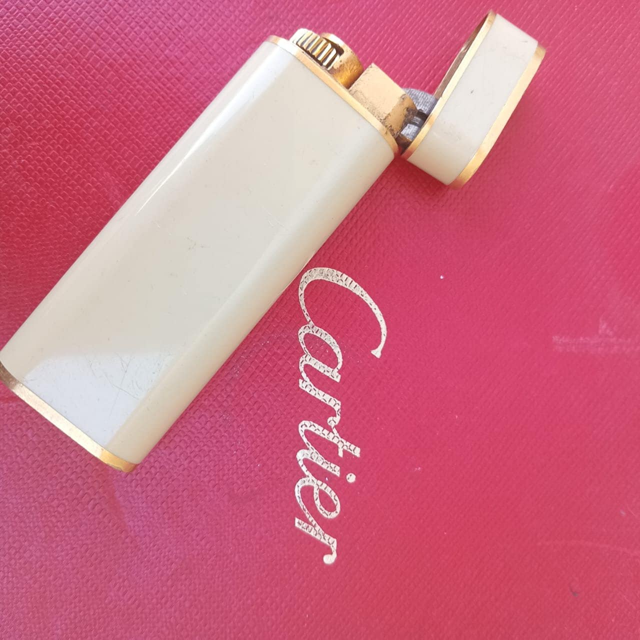Vintage Rare Cartier Lighter Cream Lacquer Gold Plated, Cartier Swiss ...