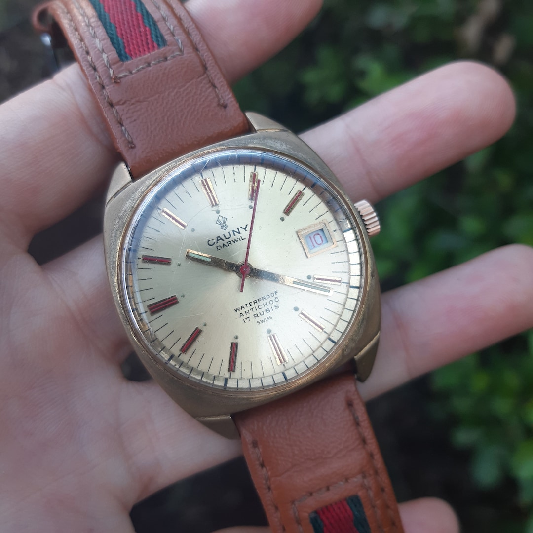 Vintage Cauny Darwil Manual Wind Watch 17 Rubis, Men's Golden Cauny ...