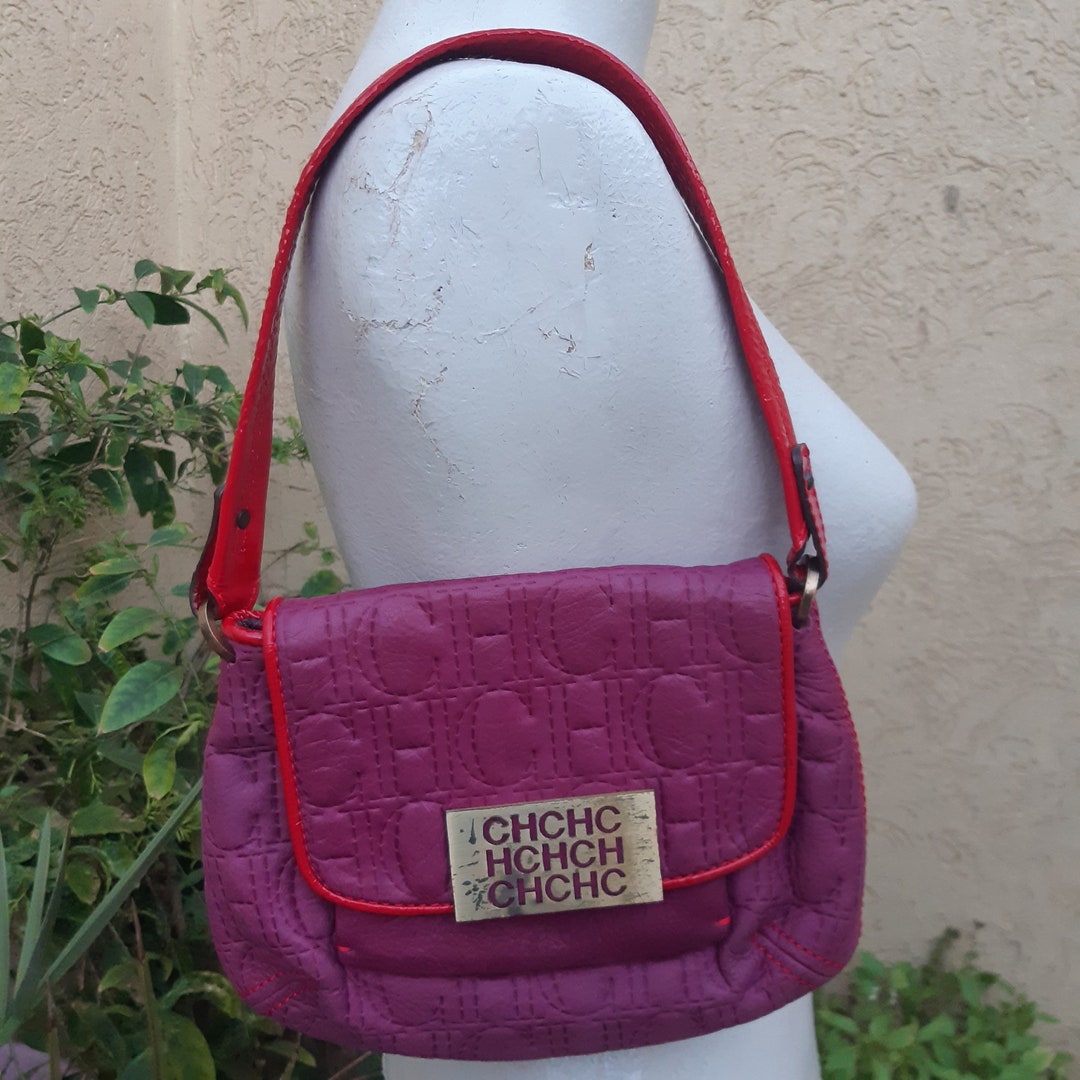 Carolina Herrera Purple Monogram Bag , CH Women's Spain Made Canvas ...