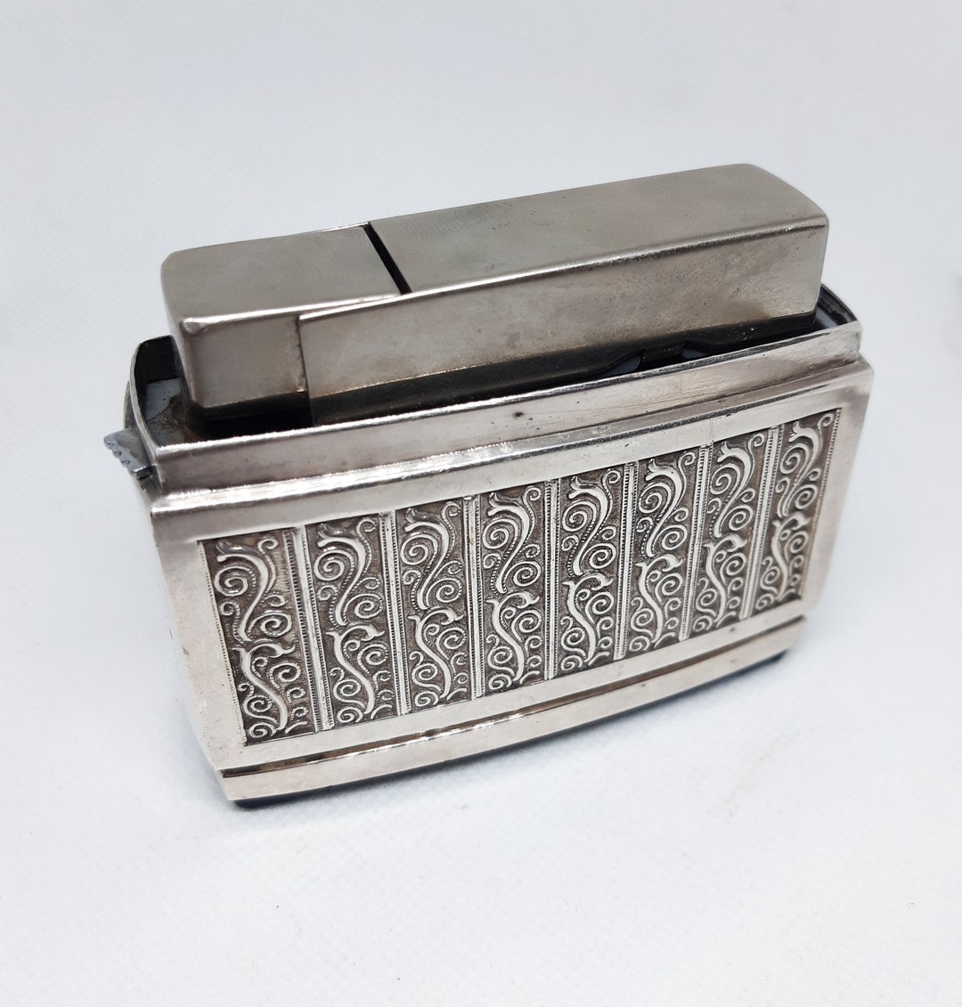 Vintage Table Petrol Lighter Made in Germany Tribal Patterns Silver ...