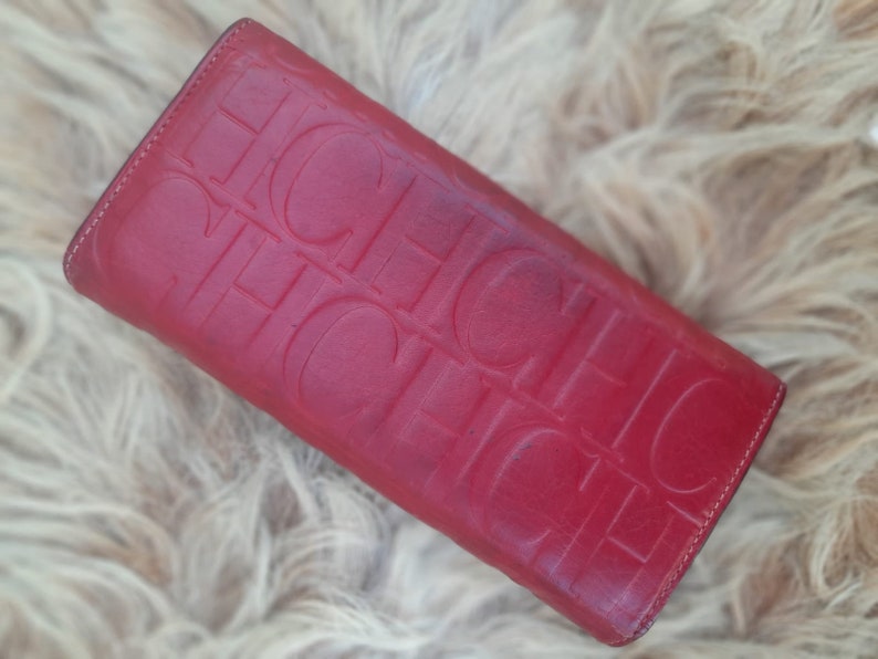 Carolina Herrera Candy Red Leather CH Monogram Embossed Flap-top CH ...