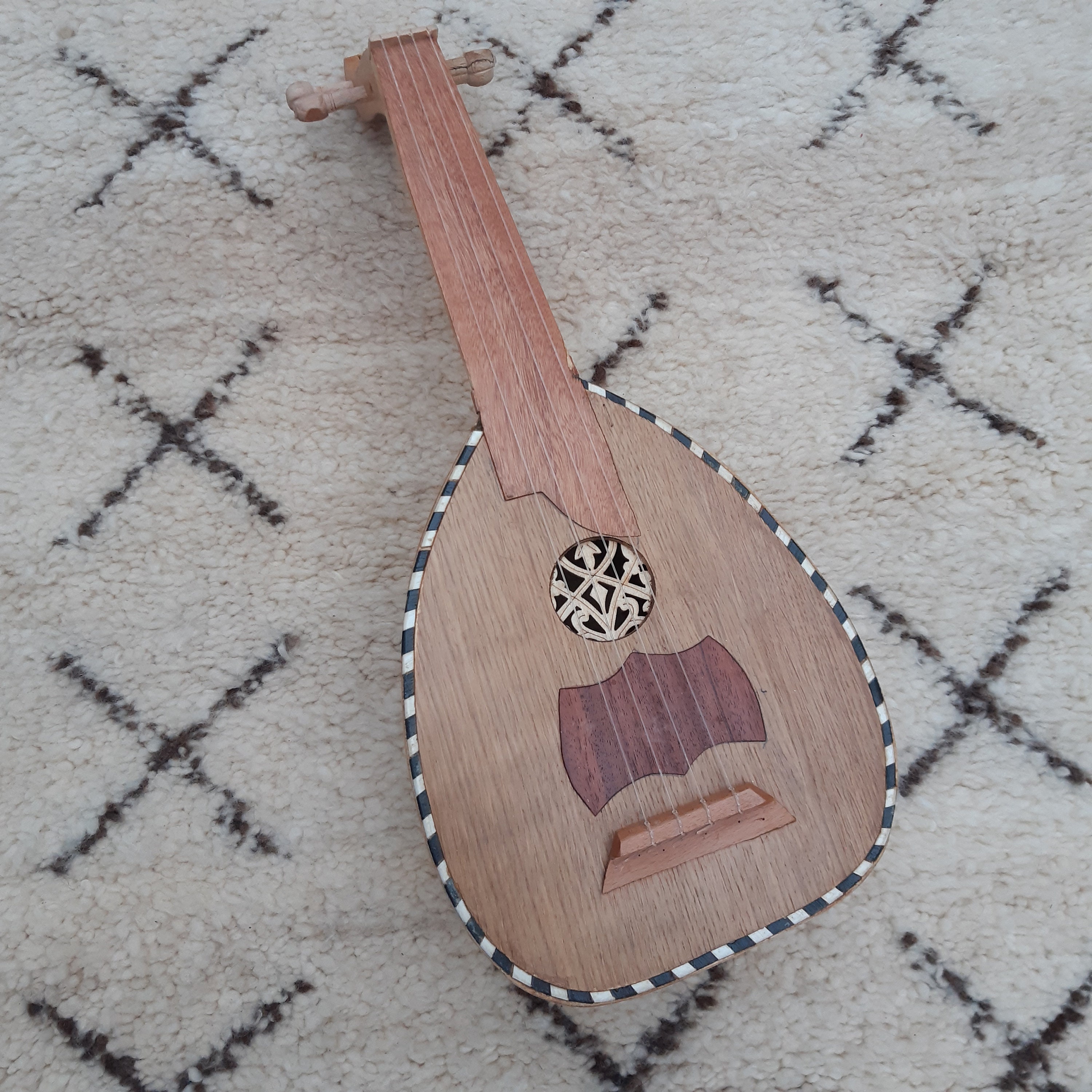 New Handmade Wood Small Lute Musical,arabic STRING Instrument Oud Decor ...