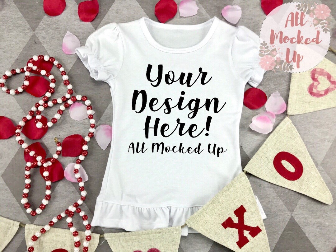 ARB BLANKS Girls White RUFFLE T-shirt Mock up Mockup Image - Etsy