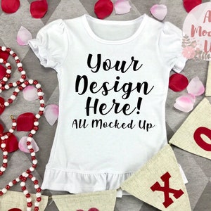 ARB BLANKS Girls White RUFFLE T-shirt Mock up Mockup Image ...