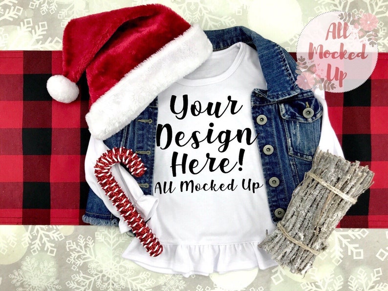 ARB BLANKS Girls Long Sleeve Ruffle White T-shirt Mock up - Etsy