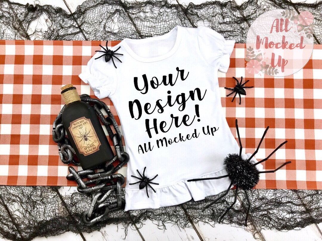 ARB BLANKS Girls White Ruffle T-shirt Mock up Mockup Image - Etsy