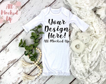ARB BLANKS Baby Bodysuit White Ruffle Sleeve Mock up Image Everyday ...