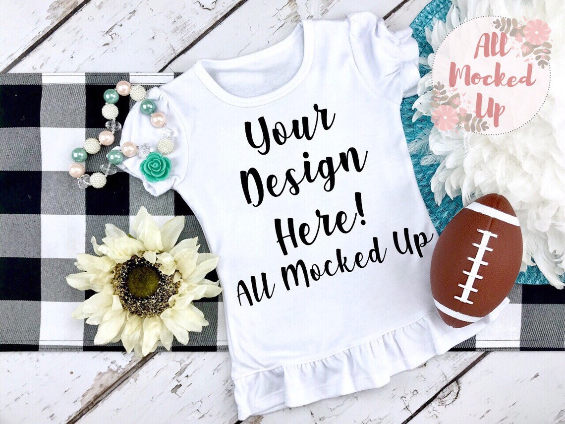 ARB BLANKS Girls White RUFFLE T-shirt Mock up Mockup Image - Etsy