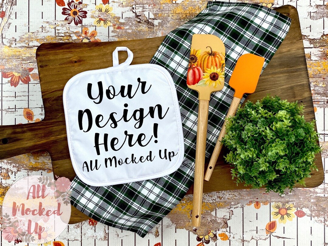 White Sublimation Potholder Pot Holder Mock up Mockup Image - Flat Lay ...