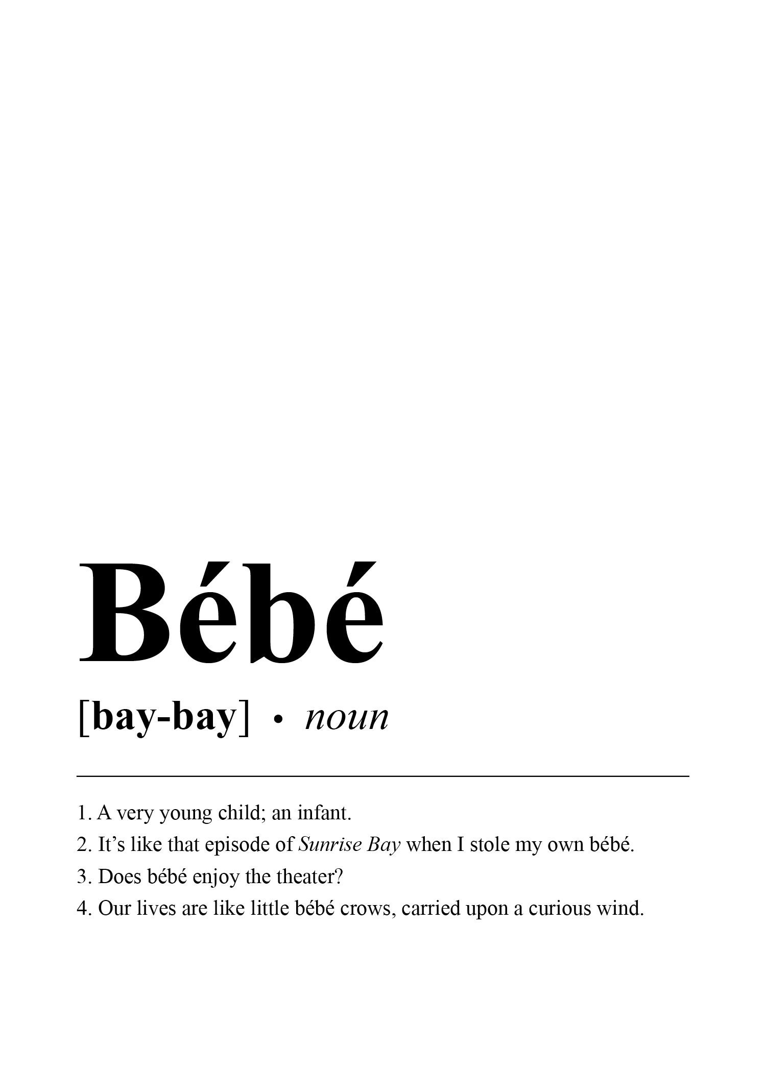 Bébé Digital Downloadable Print Dictionary Definition | Etsy