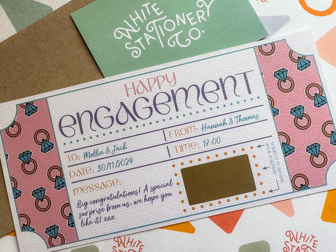 Engagement Surprise Scratch Ticket Gift: Personalized Reveal Card - Etsy