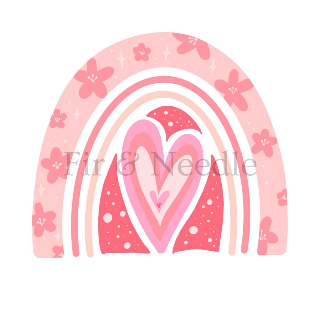 Valentine's Day Rainbow With Heart Png Sublimation Design Downloads ...