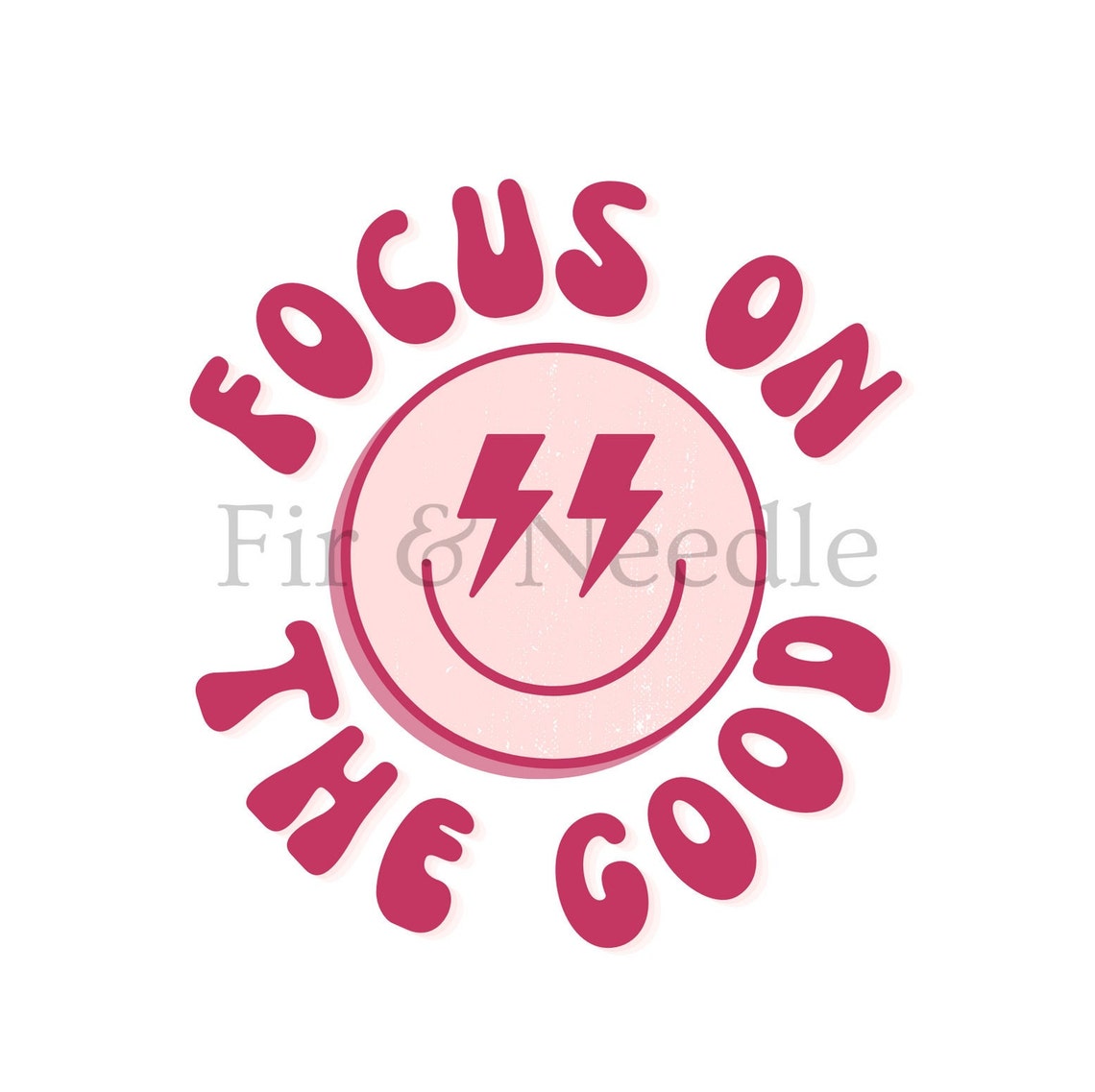 Focus on the Good PNG Pink Smiley Face Sublimation Design Pink - Etsy