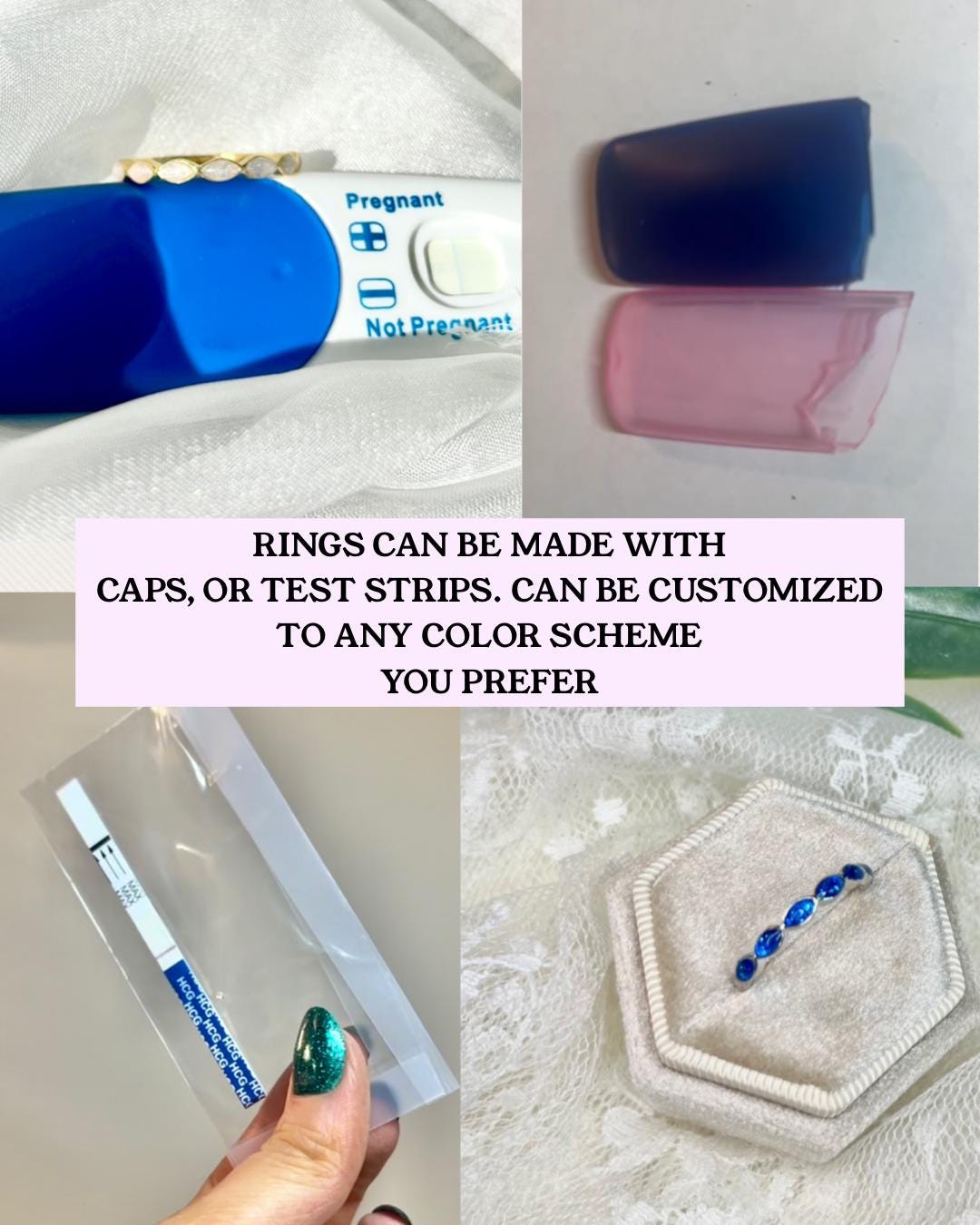 Pregnancy Test Cap Ring / Pregnancy Test Keepsake/ Half Wrap Around ...
