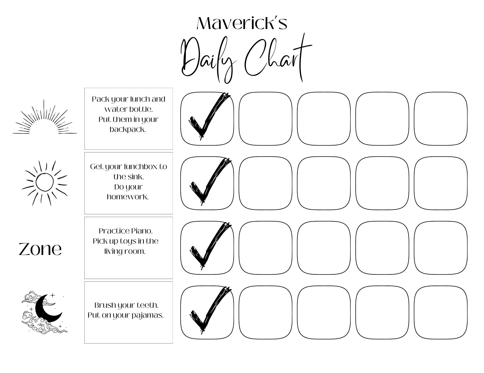 Chore Chart/daily Routine Chart. Editable PDF. - Etsy