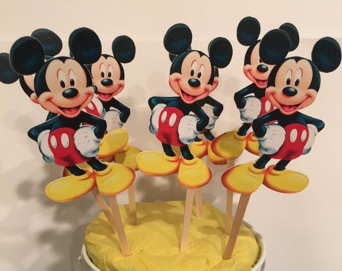 12 Mickey Mouse Cupcake Toppers - Etsy