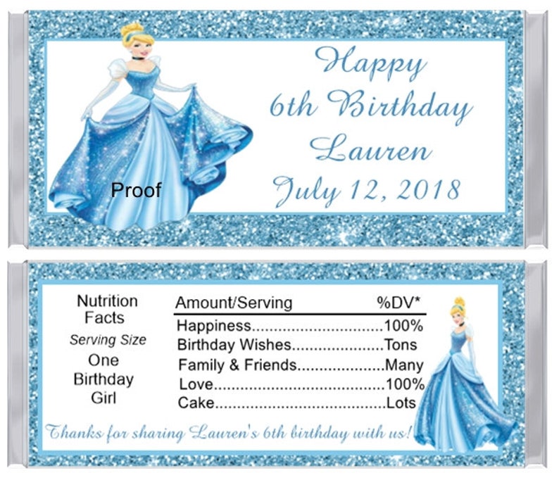 15 Cinderella Birthday Candy Bar Wrappers - Etsy